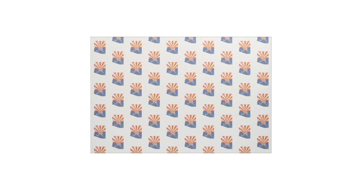 Vintage Arizona Flag State Outline Fabric | Zazzle