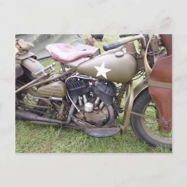 Vintage Army Motorcycle Postcard | Zazzle