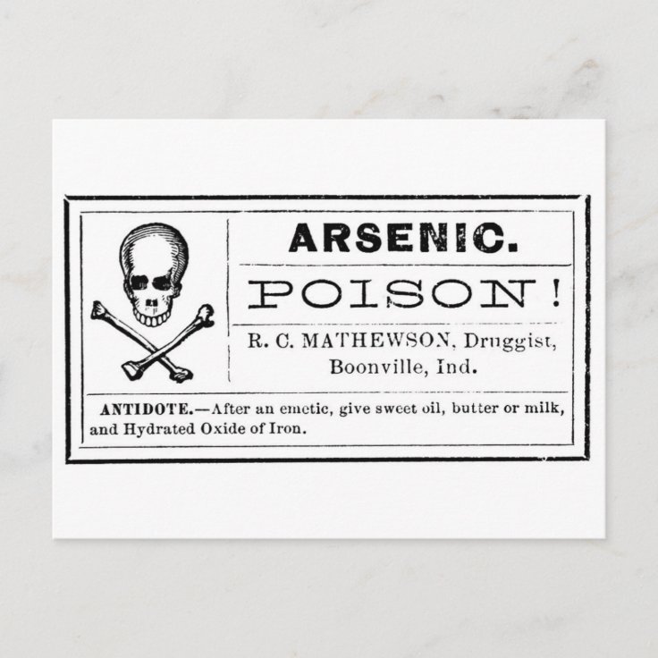Vintage Arsenic Poison Label Postcard | Zazzle