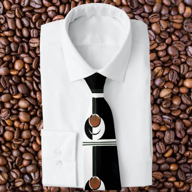 Vintage Art Deco, Cup of Coffee with Steam Neck Tie | Zazzle