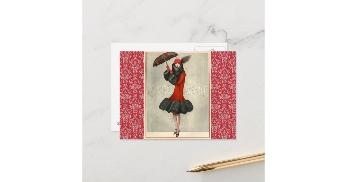 Vintage Art Deco Flapper French Fashion Postcard | Zazzle
