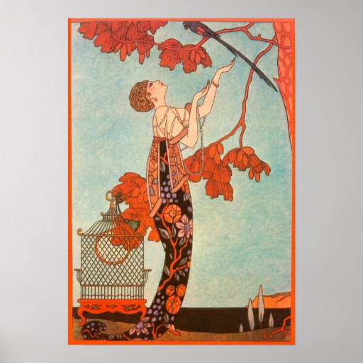 Vintage Art Deco, Flighty Bird by George Barbier Poster | Zazzle