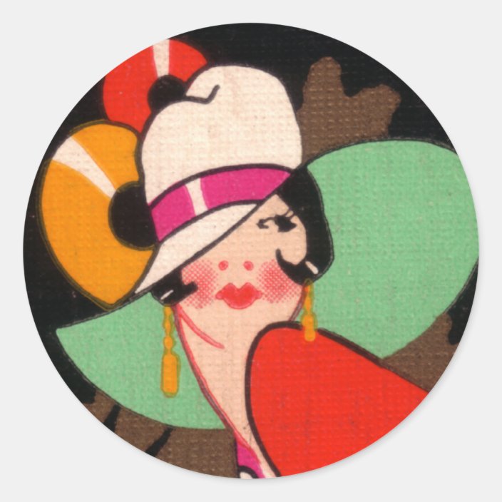 VINTAGE ART DECO LADY STICKERS | Zazzle.com