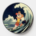 Vintage Art Deco Lovers Kiss in the Waves at Beach PopSocket | Zazzle