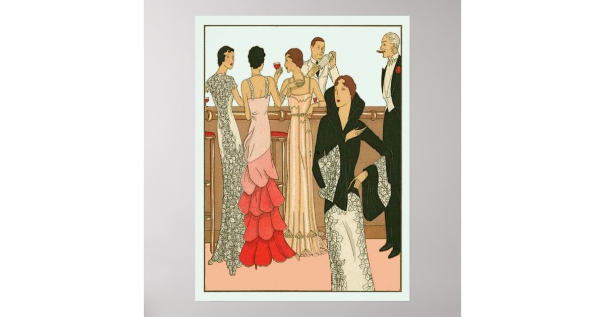 Vintage Art Deco Martini Party Poster Zazzle