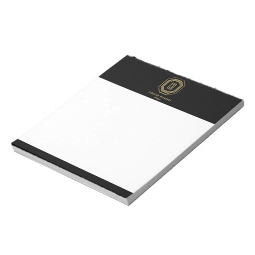 Vintage Art Deco Monogram Gold/Black Notepad | Zazzle