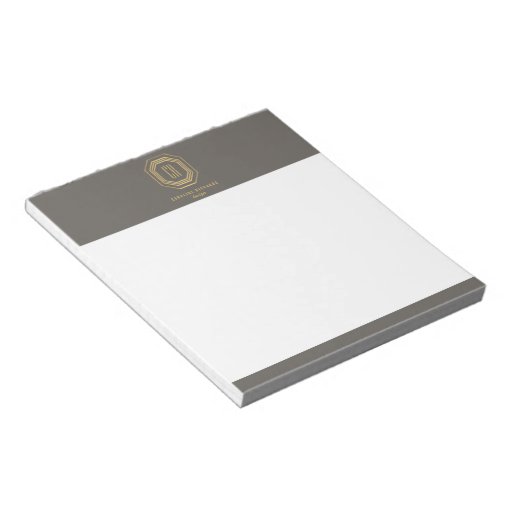 Vintage Art Deco Monogram Gold/Gray Notepad | Zazzle