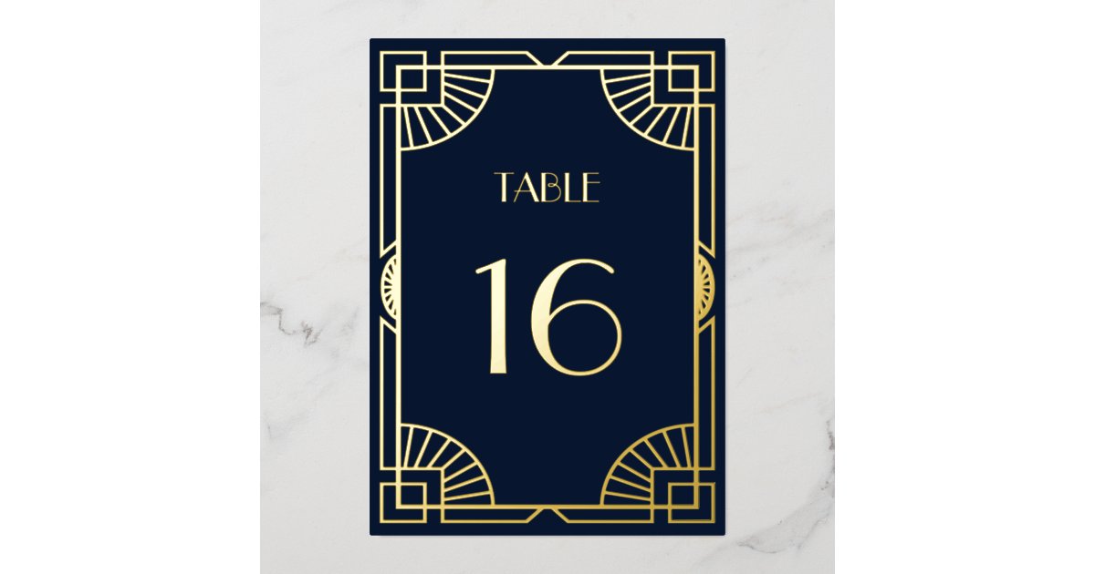 Vintage Art Deco Pattern Gold Wedding Table Number | Zazzle