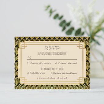 Vintage Art deco rsvp Invitation | Zazzle
