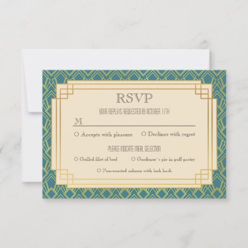 Vintage Art deco rsvp Invitation | Zazzle