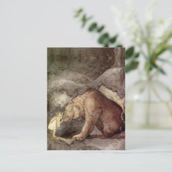 Vintage Art John Bauer Kissed Bear on Nose Postcard | Zazzle