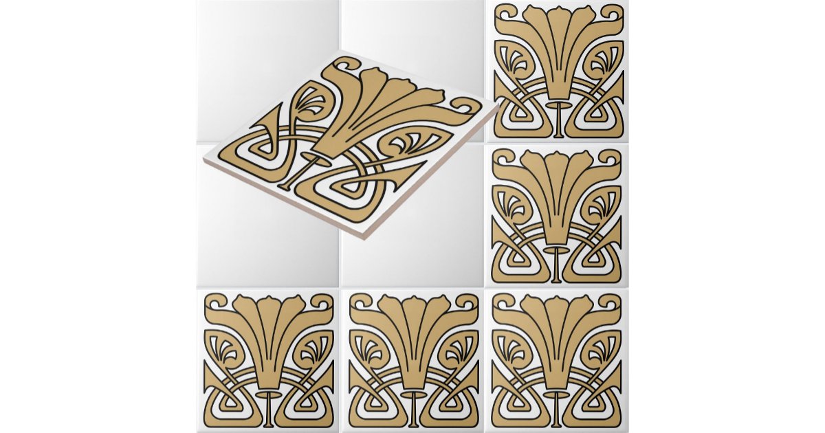 Vintage Art Nouveau 1907 Floral Ornament Frieze Ceramic Tile | Zazzle