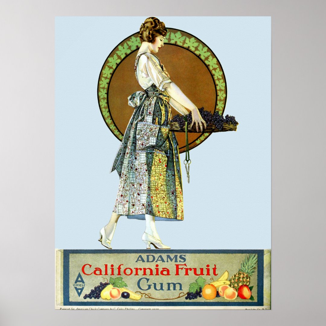 Vintage Art Nouveau Adams Gum Ad by Coles Phillips Poster | Zazzle