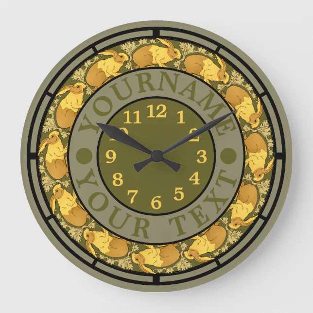 Vintage Art Nouveau Bunny Rabbits Frieze Large Clock | Zazzle