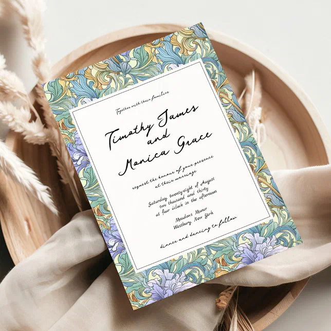 Vintage Art Nouveau Floral Handwritten Wedding Invitation | Zazzle