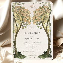 Vintage Art Nouveau Love Tree Wedding Invitation | Zazzle