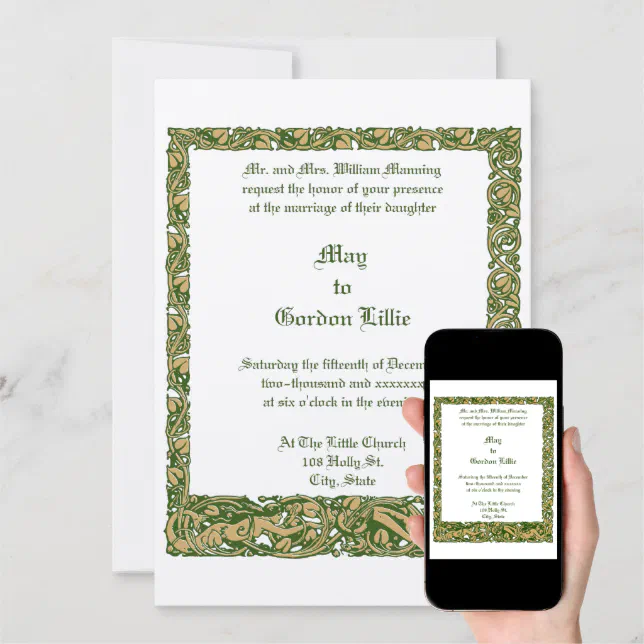Vintage Art Nouveau Mermaid Border Wedding Invitation | Zazzle