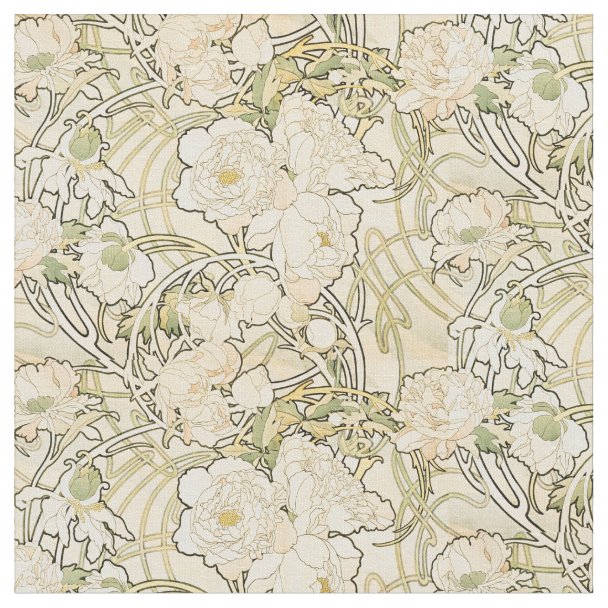 Alphonse Mucha Princess Hyacinth Art Nouveau Fabric | Zazzle.com