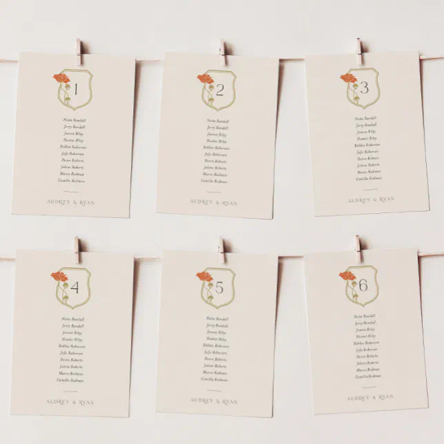 Vintage Art Nouveau Seating Chart Card | Zazzle