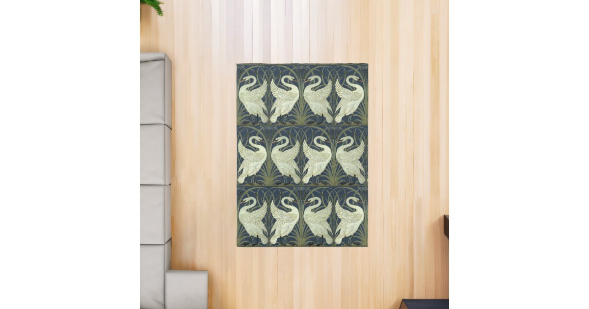 Vintage Art Nouveau Swans by Walter Crane Fabric Rug | Zazzle