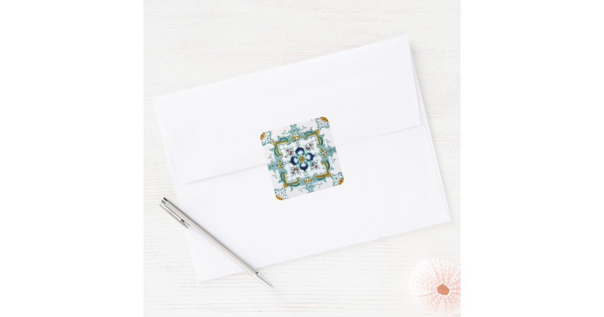Vintage Art Nouveau Tile Square Sticker | Zazzle