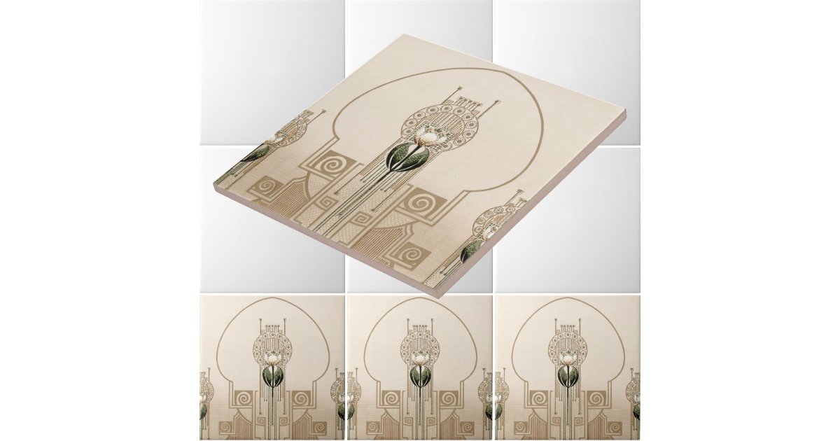 Vintage Art Nouveau Tulips Frieze Ceramic Tile | Zazzle