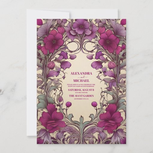 Vintage Art Nouveau Wedding Invitation | Zazzle