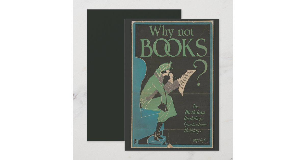Vintage Art 'Why Not Books?' Birthday Card | Zazzle