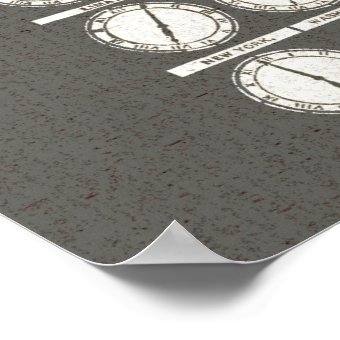 Vintage Art World Clocks time zones - wall posters | Zazzle