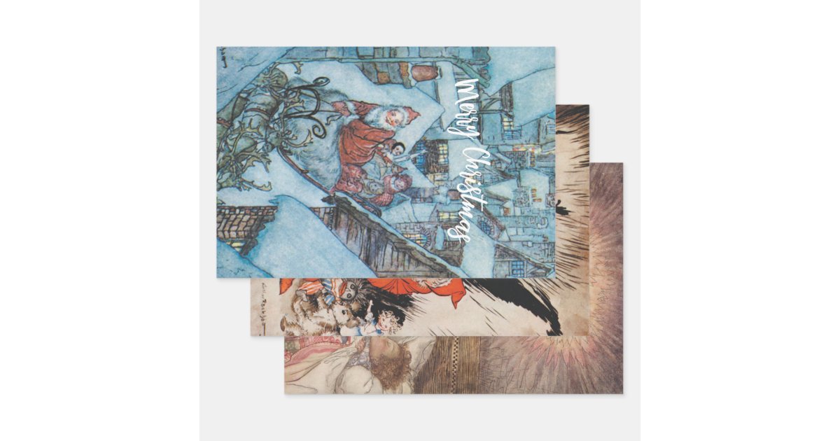 Vintage Arthur Rackham Christmas Wrapping Paper Sheets | Zazzle