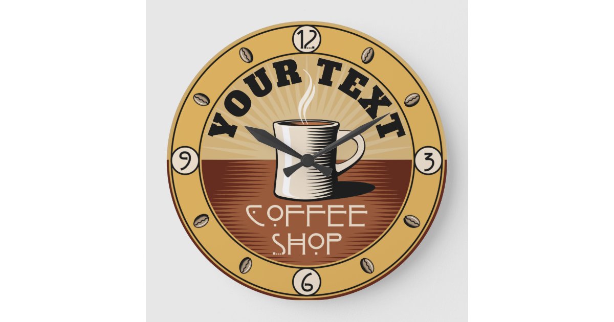 Vintage Arts And Crafts Style Coffee Shop Large Clock | Zazzle