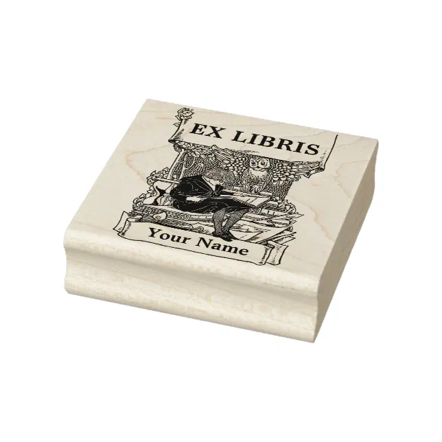 Vintage Arts And Crafts Style Ex Libris Template Rubber Stamp | Zazzle