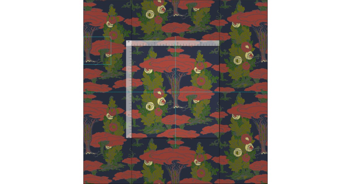 Vintage Arts And Crafts style Rose Bush Pattern Fabric | Zazzle