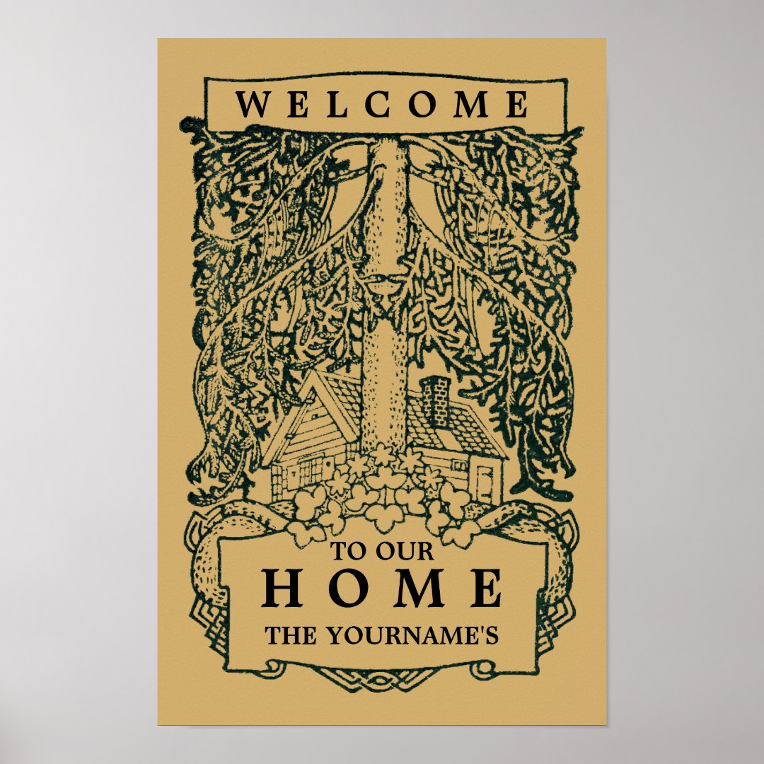 Vintage Arts And Crafts Style "Welcome" Poster | Zazzle