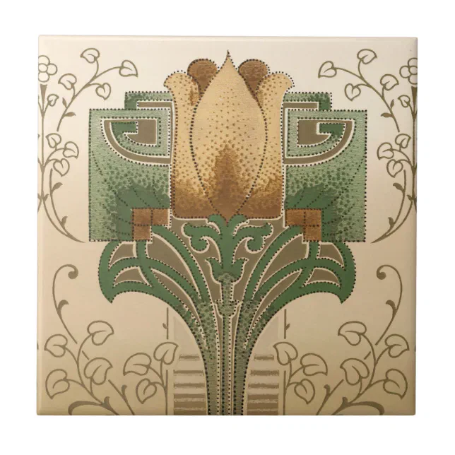 Vintage Arts & Crafts or Mission Style Frieze Ceramic Tile | Zazzle
