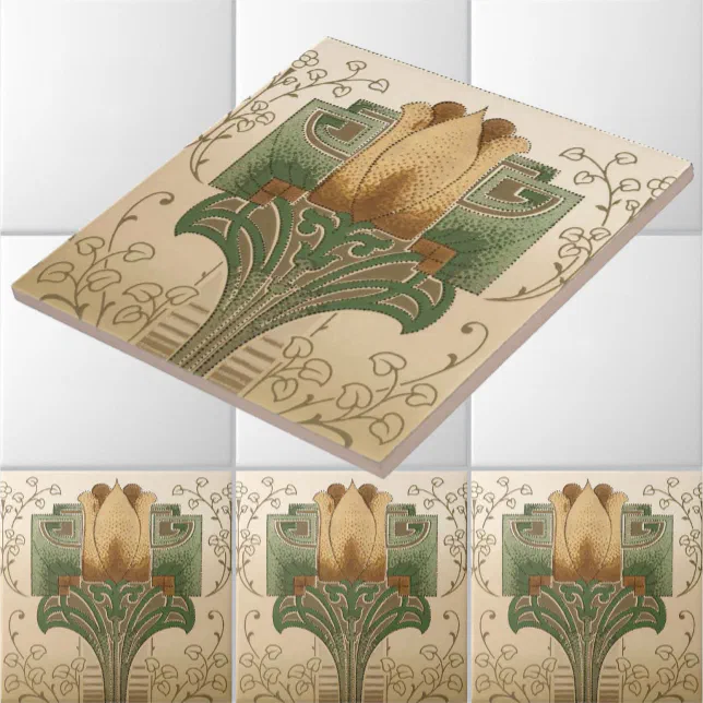 Vintage Arts & Crafts or Mission Style Frieze Ceramic Tile | Zazzle