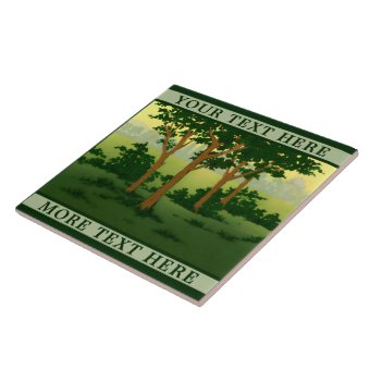 Vintage Arts & Crafts Style Forest Frieze Template Ceramic Tile | Zazzle