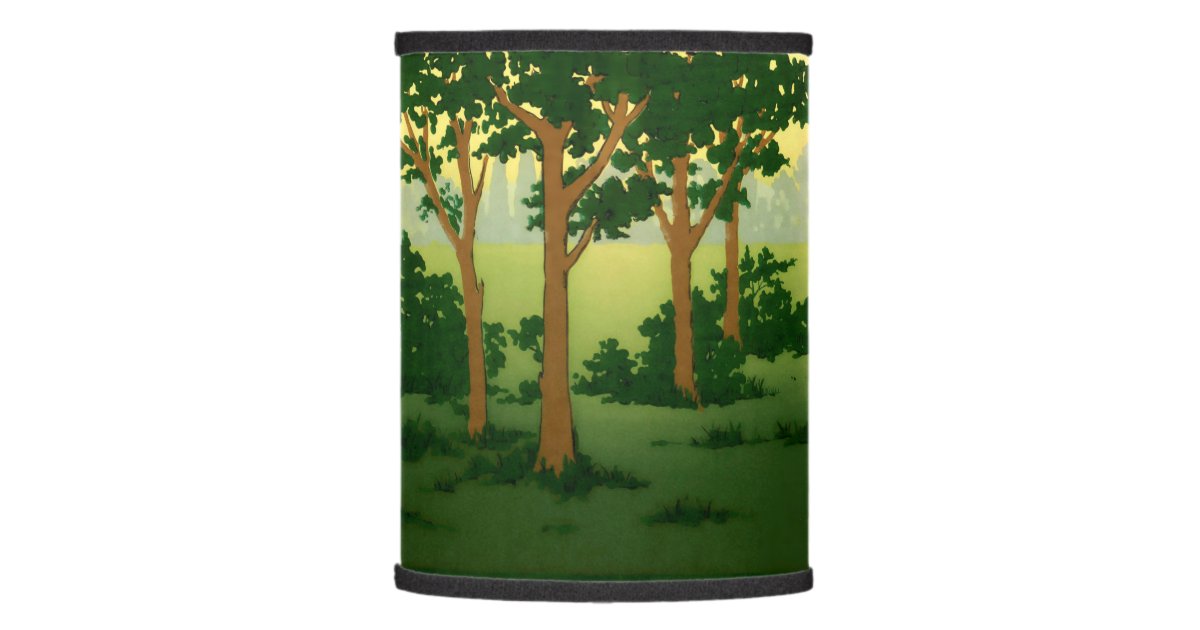 Vintage Arts & Crafts Style Forest Landscape Lamp Shade | Zazzle