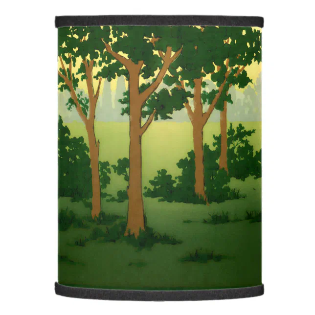 Vintage Arts & Crafts Style Forest Landscape Lamp Shade | Zazzle