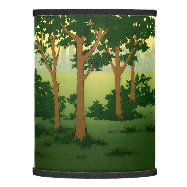 Vintage Arts & Crafts Style Forest Landscape Lamp Shade | Zazzle