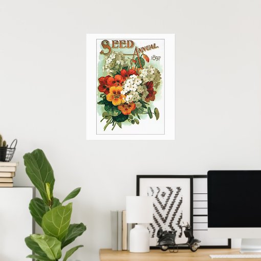 Vintage Assorted Flowers Seed Packet Poster | Zazzle