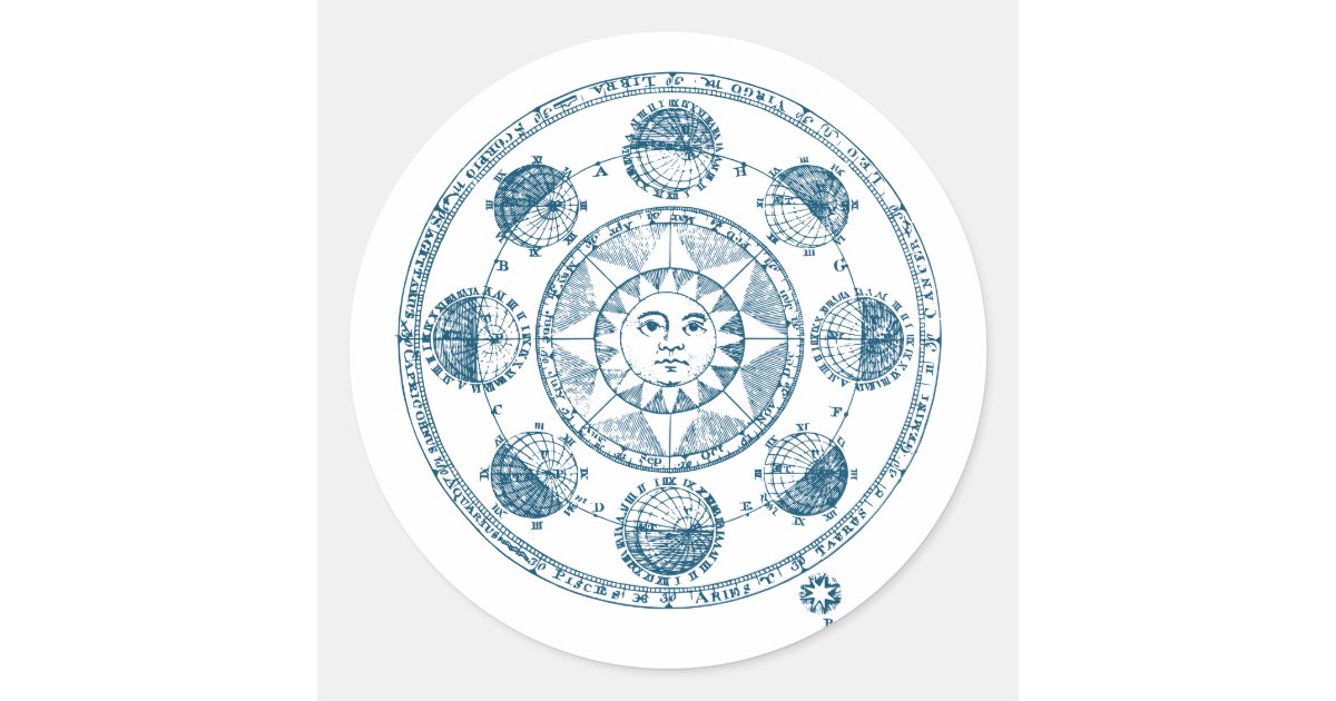 Vintage Astrology Zodiac Wheel Classic Round Sticker | Zazzle