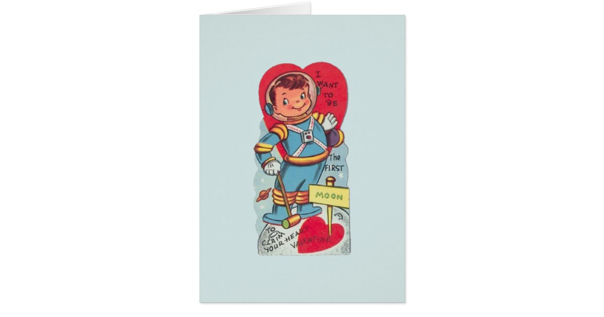Vintage Astronaut Valentine's Day Card | Zazzle