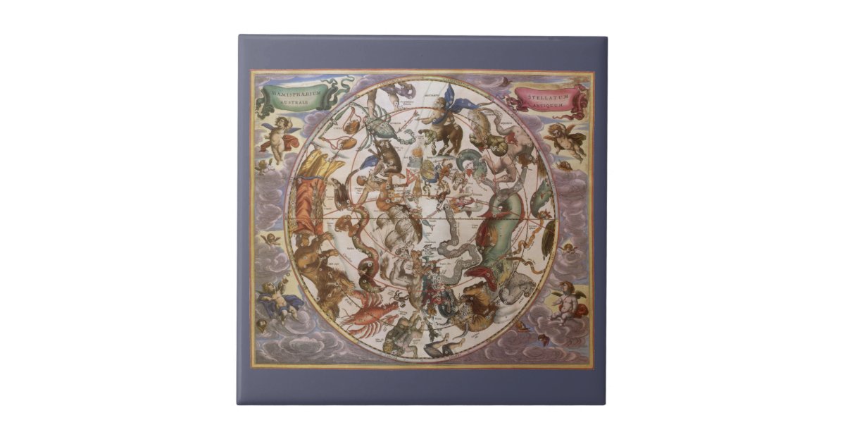 Vintage Astronomy, Constellations of Southern Sky Ceramic Tile | Zazzle