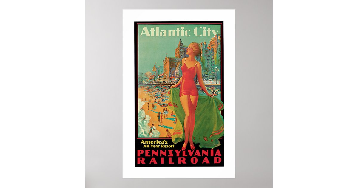 Vintage Atlantic City Travel Ad Poster | Zazzle