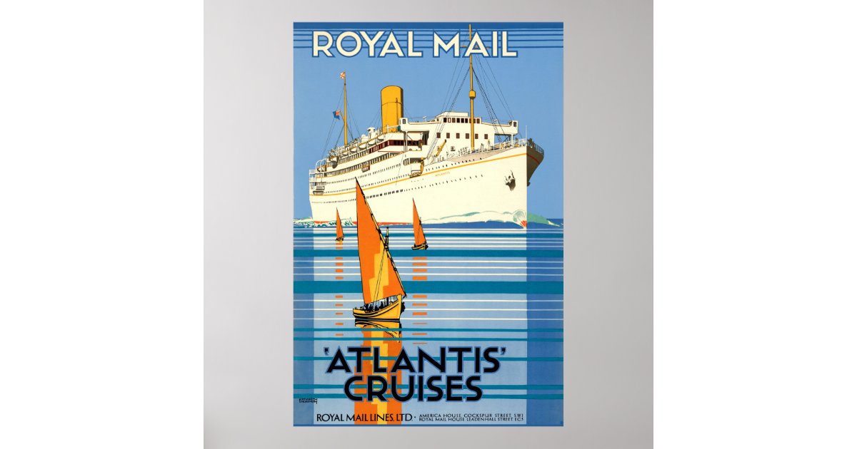 VINTAGE ATLANTIS OCEAN LINER TRAVEL POSTER | Zazzle
