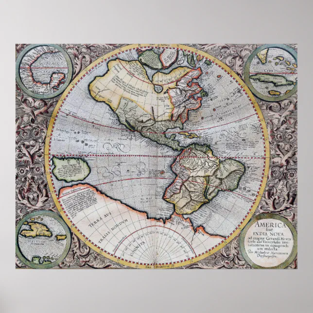 Vintage Atlas World Map Poster | Zazzle