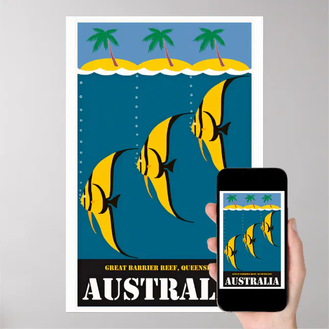 Vintage Australia Travel Illustration Poster | Zazzle