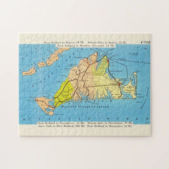 Vintage Auto Map of Martha’s Vineyard Jigsaw Puzzle | Zazzle