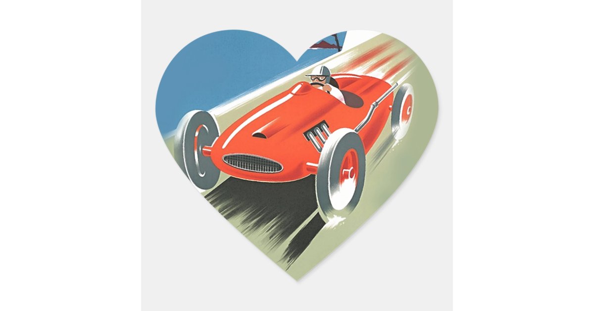Vintage Auto Racing Heart Sticker | Zazzle